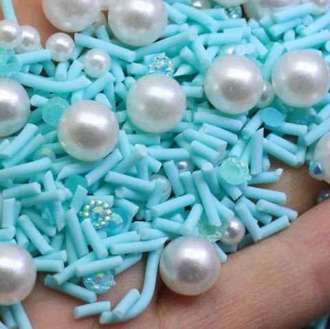 Polymer Clay - Tiffany Blue Confetti and Pearls - Keep It Simple Paper ...